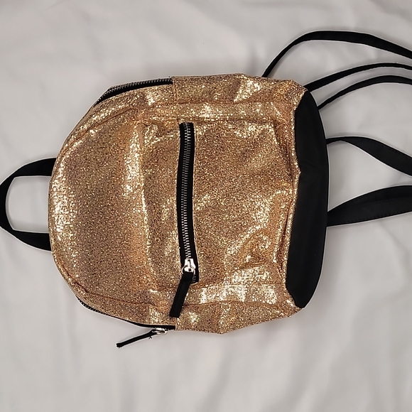 Bags | Sparkly Gold Small Backpack | Poshmark
